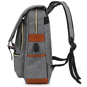 Xinveen Vintage Laptop Backpack Travelling Backpack Casual Daypacks School Shoulder Bag for Men Women Light Grey