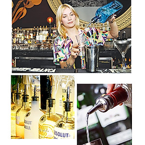 48 PCS Stainless steel bottle spout classic bottle pourers tapered spout liquor pourers with rubber dust caps for 1 inch bottle mouth, wine liquor olive oil coffee syrup vinegar bottles