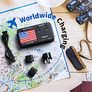 TryAce 2200W Exclusive Voltage Converter and 10A Travel Adapter with 4-Port USB,Power Converter Step Down 220V to 110V for Hair Dryer/Straightener/Curling Iron,US/UK/EU Plug