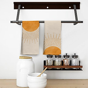 OHSUL Boho Golden Sun Sunrise Sunset Sunshine Highly Absorbent Kitchen Towels Dish Towels Dish Cloth Set of 2,Boho Minimalist Hand Towels Tea Towel for Bathroom Kitchen Decor,Boho Lover Gifts