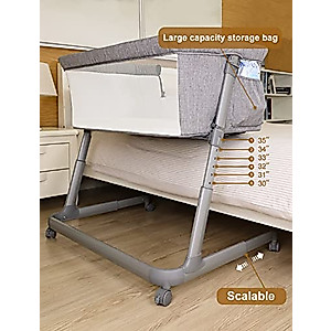 Pamo Babe Baby Bedside Bassinet Crib - Adjustable Portable Bedside Sleeper for Infant | Newborn Baby Boy & Girl