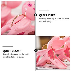 Cabilock Beach Chair Clips 4pcs Quilt Clothes Clips Windproof Blanket Clamp Towel Clips Pig Shaped Style Large Size Clothing Peg Clamp Heavy Duty Beach Towel Clips Utility Clothespins Towel Pegs