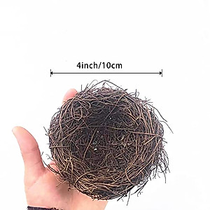 4Pack Rattan Bird Nests Handmade Bird Nest Artificial Birds Nest Ornaments for DIY Craft Tree Decoration