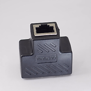 LYMGS RJ45 Ethernet Cable Splitter Network Adapter, 1 Female to 2 Female LAN Ethernet LAN Network Extension Splitter Cable, Black 1 Pack