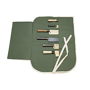 Yoshihiro Cotton Knife Pouch/bag Japanese Sushi Chef Knife Accessories (6 slots, Olive-Green)