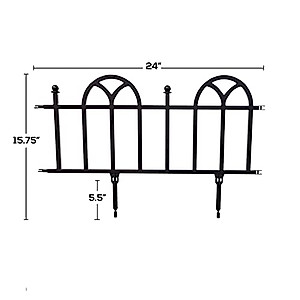 Pure Garden 82-YJ463 Flower Bed Set-4-Piece Modular Fence Panels Set for Landscape, Lawn, Garden Edging (Black)