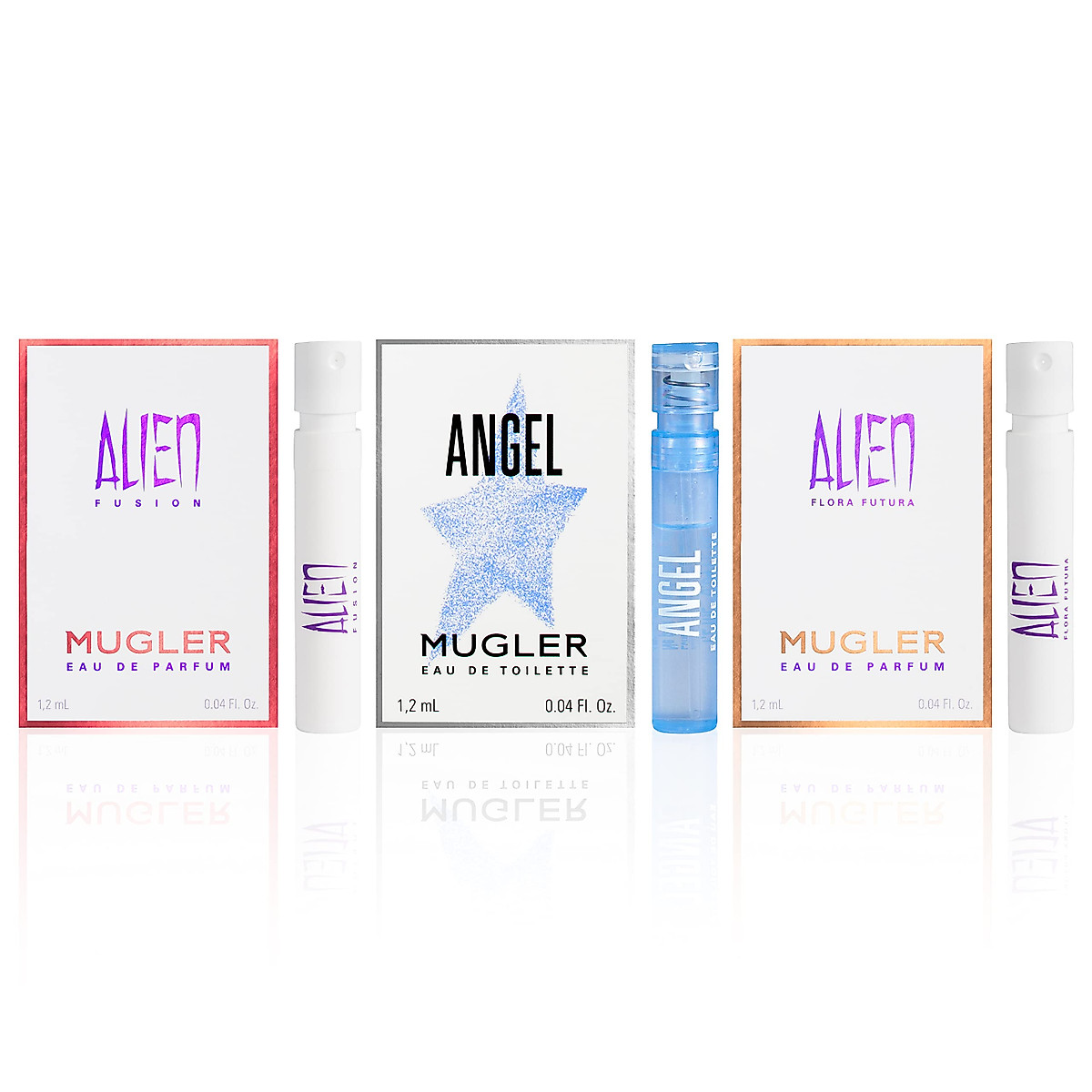 Mugler Sample Vials for Women, Angel EDT, Alien Fusion EDP, Alien Flora Futura EDP, 1.2ml/0.04oz Sprays, Sampler Set of 3