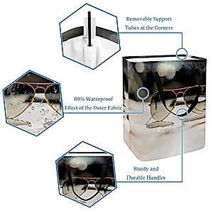 Sunglass Print Collapsible Laundry Hamper, 60L Waterproof Laundry Baskets Washing Bin Clothes Toys Storage for Dorm Bathroom Bedroom