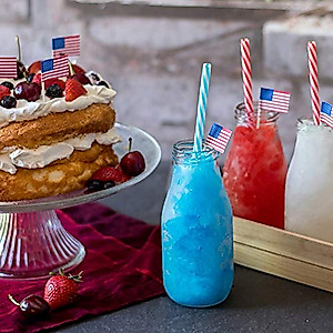 PartyWoo, 100 Counts Wooden Toothpicks for Appetizers, Skewers, Cocktail Sticks, Food Pick, BBQ, Memorial Day Decorations Flag, 2.5 inch, American Flag-1172