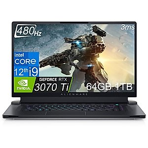 Alienware x17 R2 17.3" 480Hz FHD (Intel 12th Gen Core i9-12900H, 64GB DDR5 RAM, 1TB PCIe SSD, NVIDIA GeForce RTX 3070 Ti 8GB) RGB Backlit Gaming Laptop, WiFi 6E, Thunderbolt 4, HD Webcam, Win 11 Home