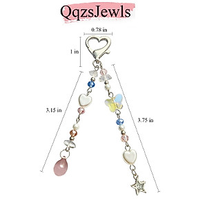 QqzsJewls Cute Kawaii Preppy Pink Keychain Accessories for Women Aesthetic Backpack Saddle Bag Charm Graduation Keychain Butterfly Star Heart Keychain Accessories Back to School