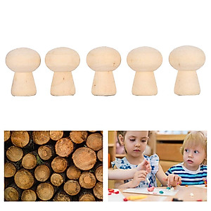 20pcs Wooden Peg Doll Unfinished Mushroom Head Shape Doll Wooden Mushroom Figures People Wooden Figures for Kids Art and Craft