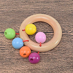 Toyfun Baby Rattle Set 4 Pack Colorful Wooden Educational Grasping Rattle for Newborn Montessori Hand Bell Toy Suitable from Birth