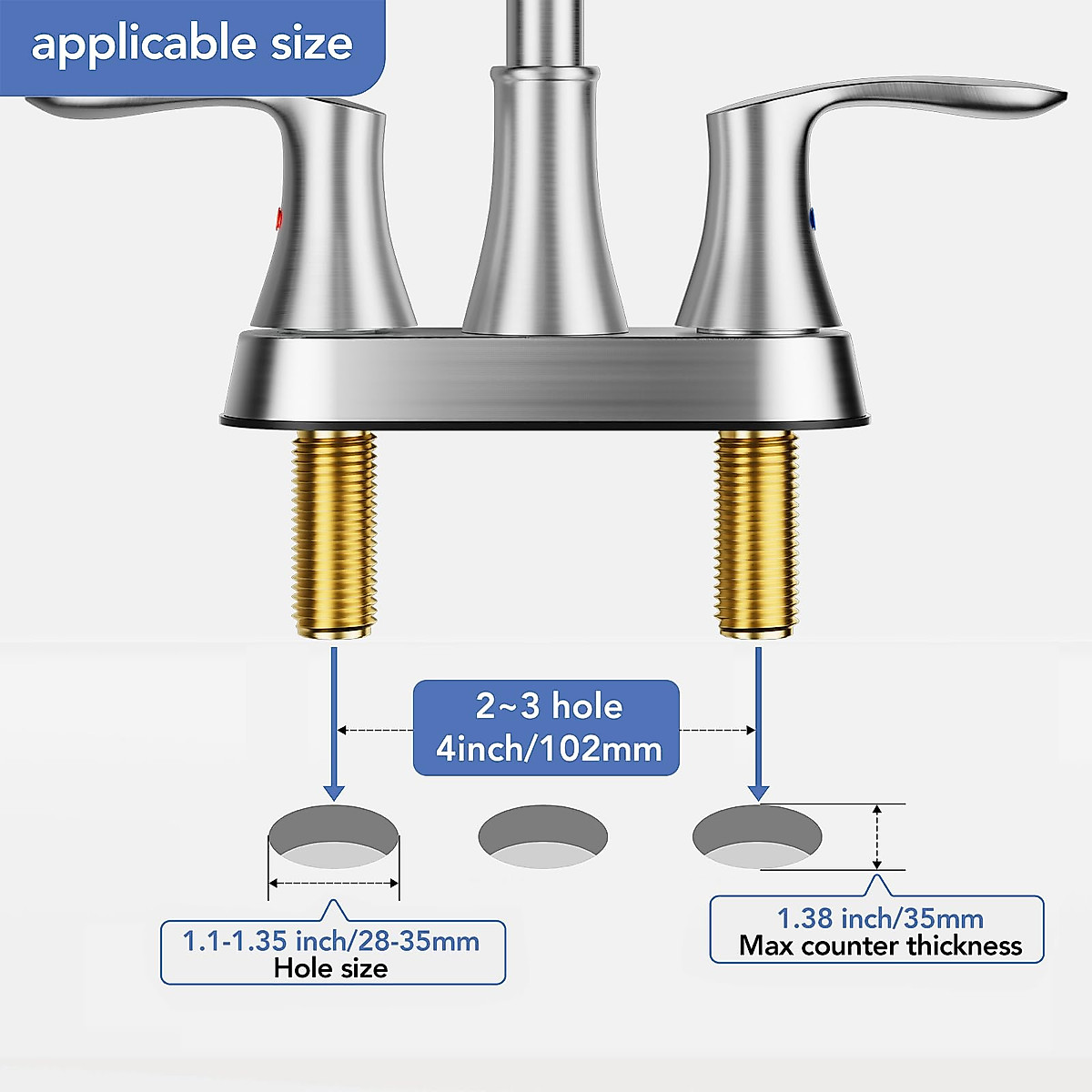 Phiestina 4 Inch 2 or 3 Hole Brushed Nickel Bathroom Sink Faucet RV Swivel 2 Handle Centerset Bath Vanity Faucet, with cUPC Water Supply line & Metal Pop-up Drain,TY36-BN