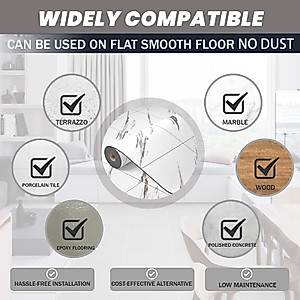 Oxdigi Vinyl Floor Tiles Peel and Stick 23"x 393"/64 Sq.Ft, Thicken Self Adhesive Vinyl Flooring Roll Marble Pattern Waterproof DIY Floor Coverings for Bathroom Living Room Kitchen, White Marble