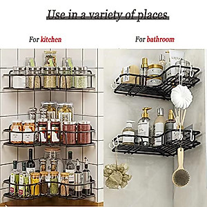 TEJDNLHMS Shower Caddy,Corner Shower Caddy,2-Pack Adhesive Bathroom Shelf with Soap Holder and Hooks,Waterproof, rustproof wall-mounted Bathroom set for bathroom,dorm and kitchen,Toilet (Matte Black)