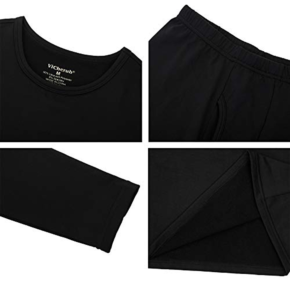 Thermal Underwear Set for Boys Long Johns Kids Base Layer Thermals Sets Boy Black