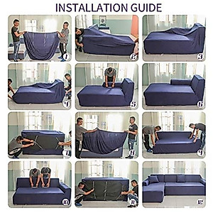 HUIJIE Sofa Slipcovers Sofa Cover,Stretch Sofa Cover All-Inclusive Sleepy Cat Couch Cover,Modern Universal Corner Slipcover L Shape Arm Combined Non-Slip Furniture Protector,4,Seater 235,300Cm