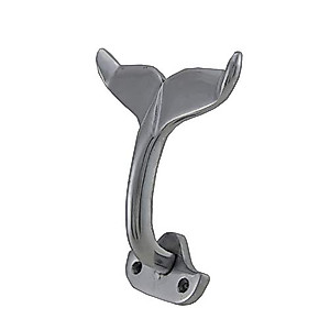 Zeckos Set of 2 Polished Silver Finish Aluminum Whale Tail Wall Hooks