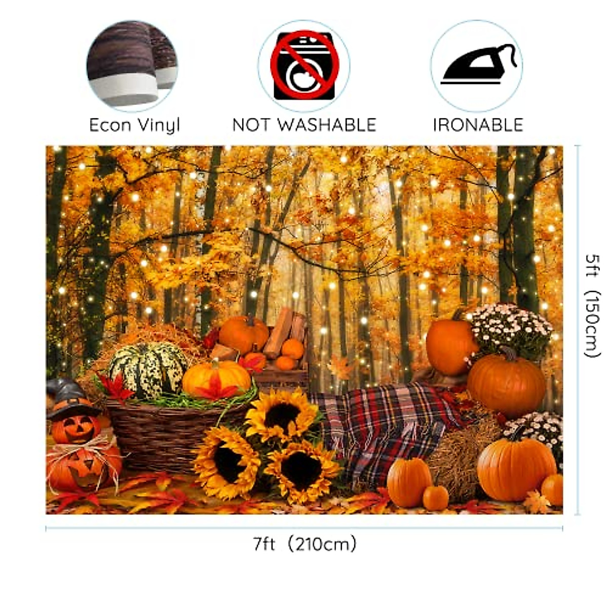 Thanksgiving Day Backdrop Birthday Autumn Maple Forest Leaves Pumpkin Friendsgiving Background Thanksgiving Party Gold Yellow DLH0D350UU 0