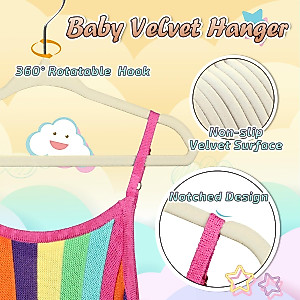 11 Inch Baby Velvet Hangers,16 Pack Velvet Kids Hangers,Non Slip Toddler Infant Hangers,Baby Clothes Hangers for Closet (Ivory)