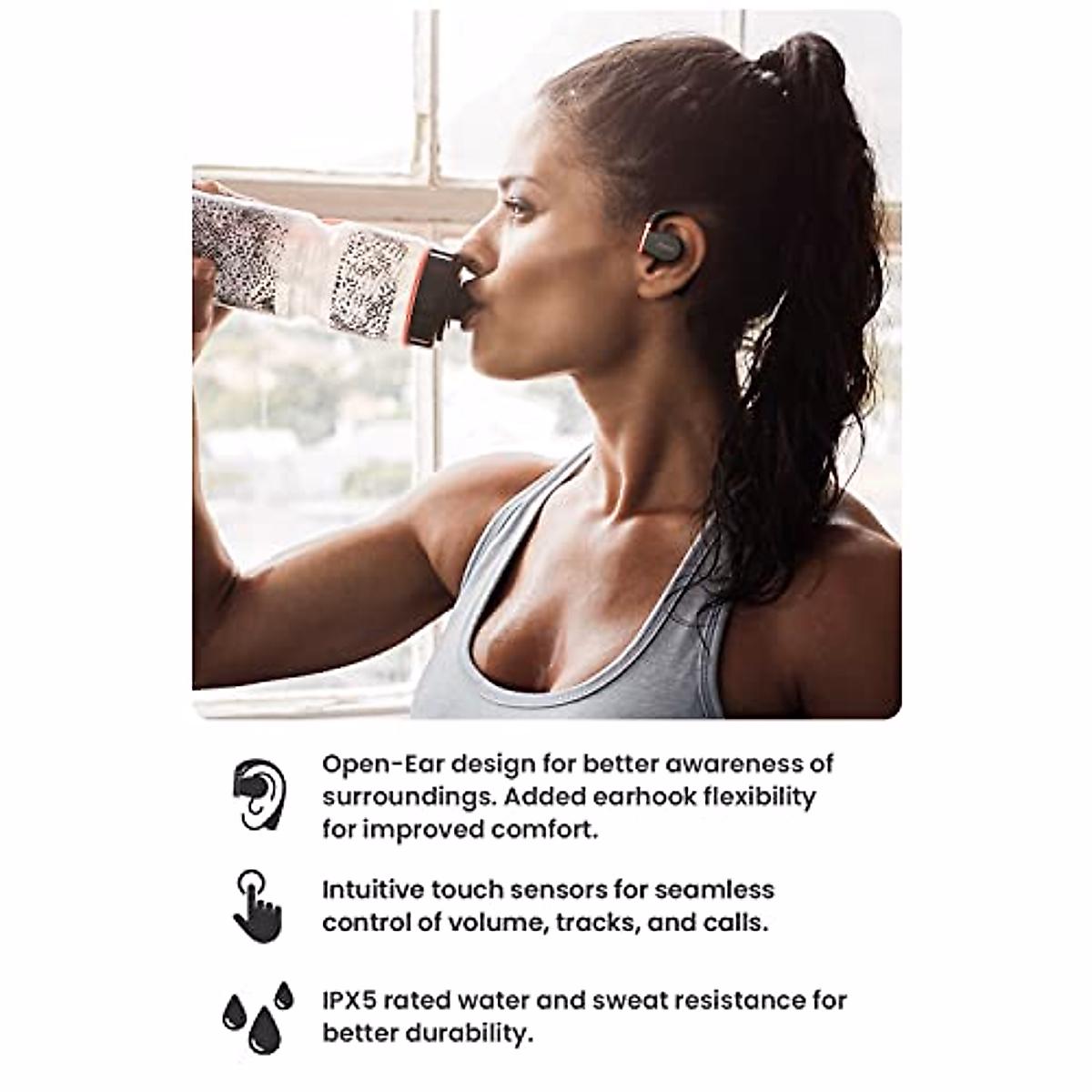 Cleer Audio ARC II Sport Bluetooth 5.3, Open Ear Headphones for Android & iPhone, Wireless Earbuds, 35hr Battery Life, IPX5 Water Resistant, Dual 16.3mm Drivers with Multipoint Connectivity Black