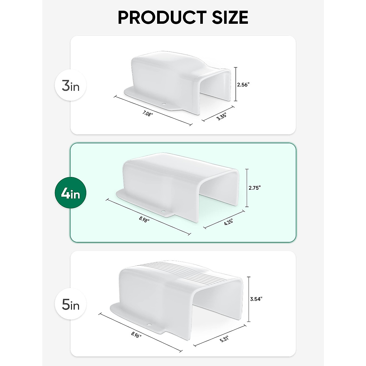 Plusluck 4" Entry Wall Cover Line Cover Set Parts PVC Accessory for Decorative for Ductless Mini Split, Central AC and Heat Pumps