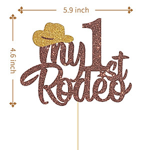 KakaSwa My 1st Rodeo Cake Topper, Shining Cowboy Cowgirl Theme Party Supplies, Western Kids First Rodeo Party / Baby Shower Decor, Brown, Brown3