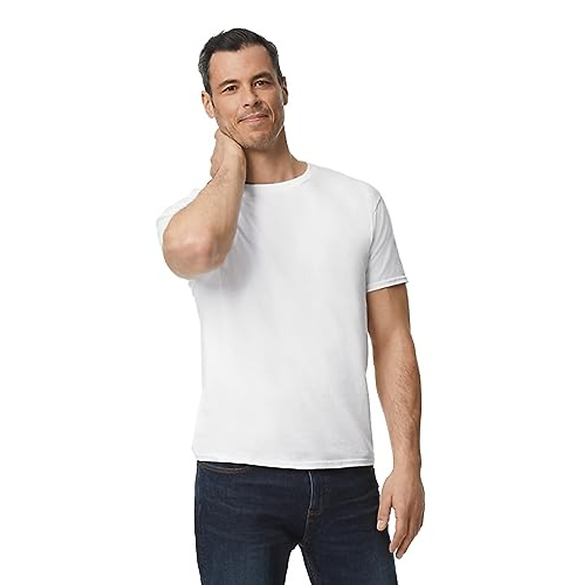 Gildan Adult Softstyle Cotton T-Shirt, Style G64000, Multipack, White (2-Pack), Large
