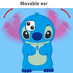 Lupct Blue Silicone Case for iPhone 13 3D Cartoon Animal Cute Funny Soft Protective Cases Kawaii Unique Character Cover, Fun Cool Skin Shell for Kids Teens Girls Guys for iPhone 13 6.1 inch
