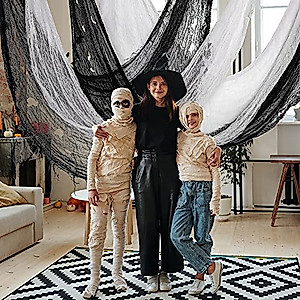 5 PCS Halloween Creepy Cloth,Scary Spooky Cloth Creepy Gauze-30 x 72inch Freaky Loose Weave Creepy Cloth Fabric Scary Spooky for Halloween Party Decoration (3 Black + 2 White)