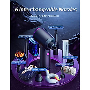 Evaline Compressed air Duster - 3 Gear Adjustable 100000RPM Electric with LED Light, Cordless Blower for Computer Keyboard Car Cleaning Kit 9000mAh Rechargeable Dust Remover, Black