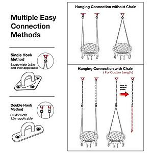 Greenstell Swing Hanging Chair, Hold Up to 350LBS/158KG Hammock Chair with Hanging Kits and Removable & Washable Cushion, Cotton Rope Macrame Swing Chair for Outdoor, Indoor, Grey