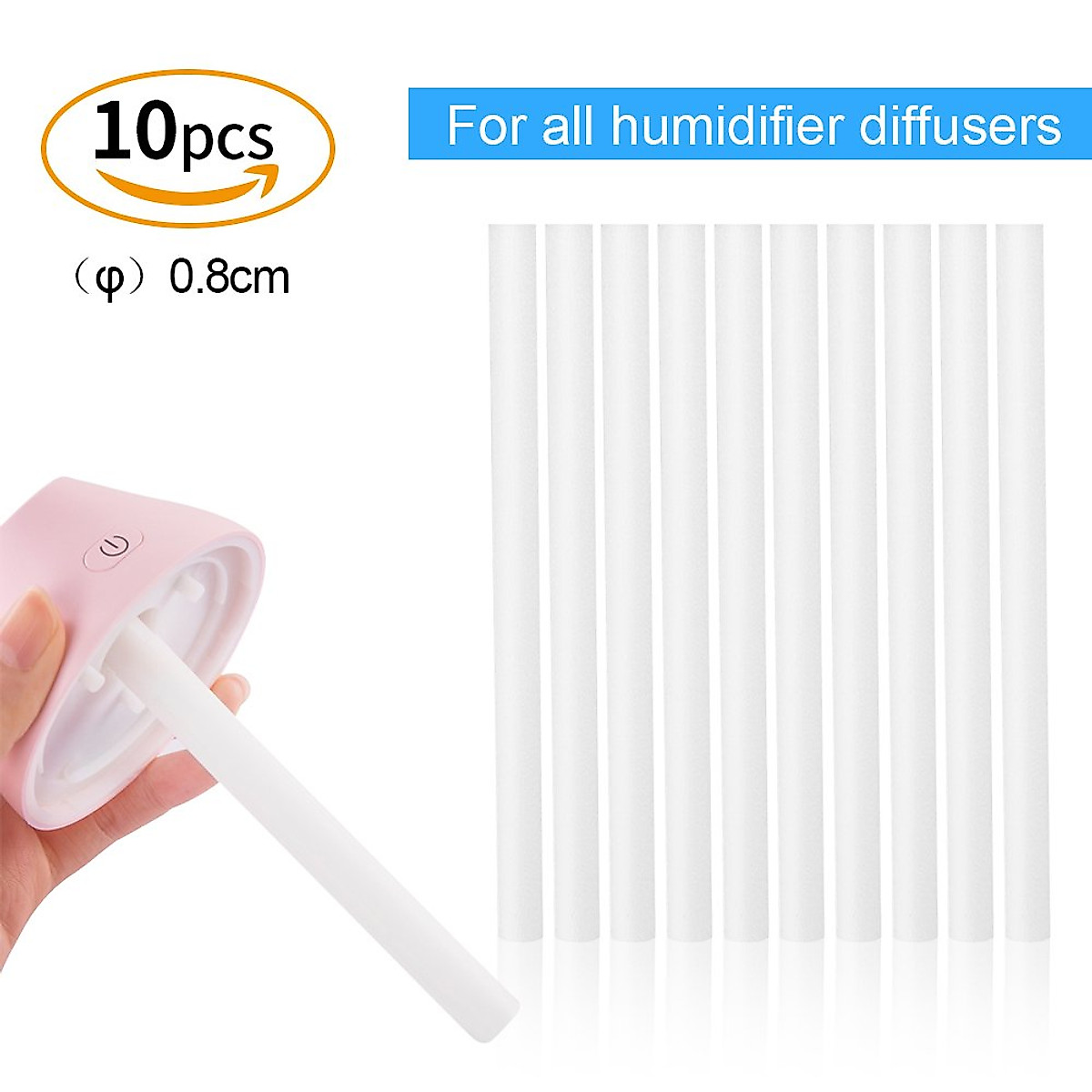 10Pcs Humidifier Sticks, Cotton Filter Refills Humidifier Replacement Wicks for Mini Portable Personal USB Powered Humidifiers in Office Bedroom