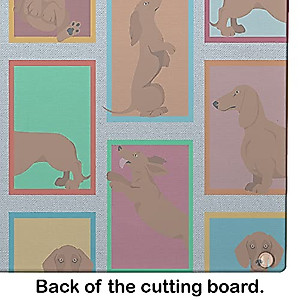 Caroline's Treasures MLM1134LCB Lots of Red Dachshund Glass Cutting Board Large Decorative Tempered Glass Kitchen Cutting and Serving Board Large Size Chopping Board