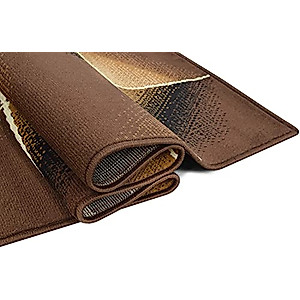 Champion Rugs Indoor Abstract Lines Geometric Fabric Brown Area Rug (2’ X 7’ Runner)