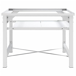 vidaXL Double Washing and Drying Machine Pedestal - Steel Construction, Adjustable Height, Extra Storage Shelf, Stability for Uneven Flooring, Compliant with California Proposition 65