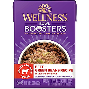 Aurora Pet Variety Pack (6) Wellness Bowl Boosters Hearty Wet Dog Toppers (2) Beef (2) Chicken (2) Turkey (5.5-oz Each) with AuroraPet Wipes