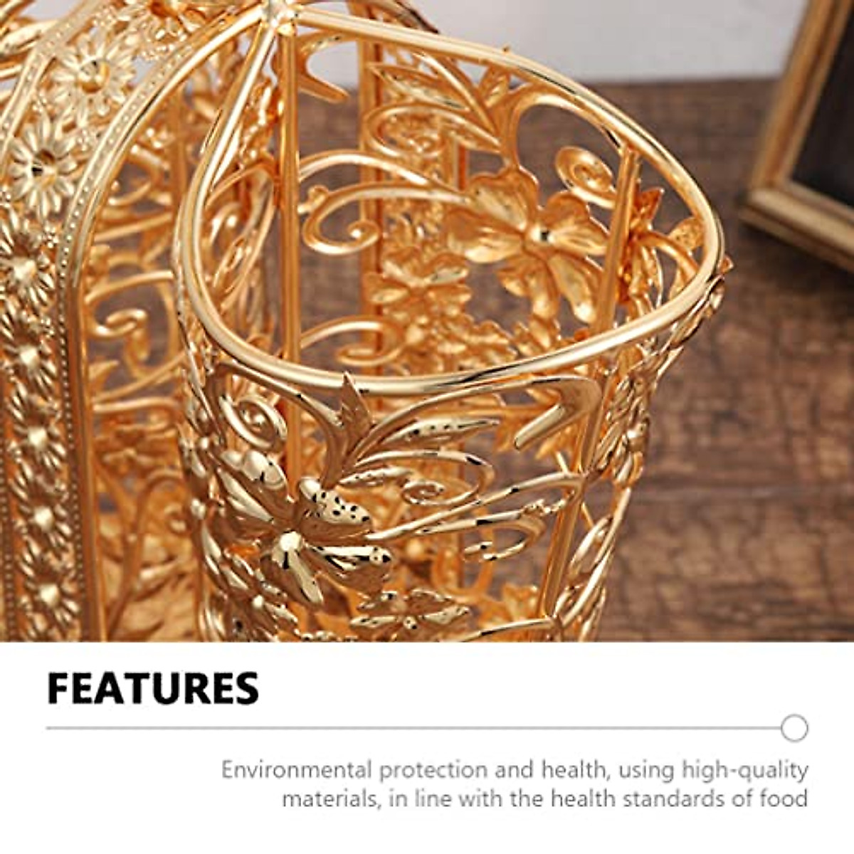 Cabilock Kitchen Utensils Holder Caddy Utensil Organizer Vintage Golden Spoon Holder Silverware Caddy for Countertop Decoration