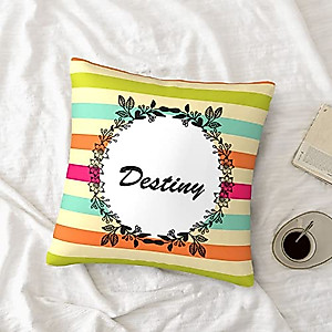 KPSheng Personalized Floral Pillow 5 Designs Flower Pillow with Name Custom Name Throw Pillow Covers for Sofa Living Room Gifts for Girls, Mother's Day Birthday Gift idea