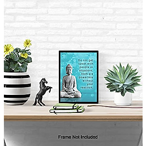 Buddha Decor - Zen Wall Art - Meditation Picture Print Home Decoration for Spa, Living Room, Yoga Studio, Bedroom - Inspirational New Age Quote Saying - Gift for Women, Buddhism Fan, Buddhist - 8x10