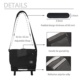 OIWAS Small Messenger Bag for Men/Women Crossbody Travel Briefcase Bags Shoulder Bag Canvas 14 Inch Laptop Computer Satchel Bag Work Black