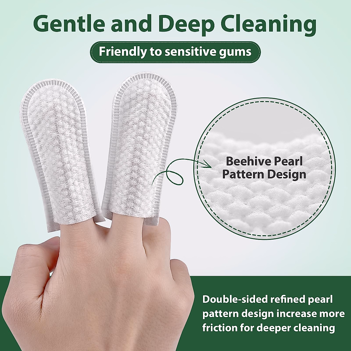 LANBEIDE Updated Larger Pet Teeth Cleaning Wipes for Dogs & Cats, Dog Dental Wipes No-Rinse Dog Finger Toothbrush for Reducing Plaque & Tartar, Breath Freshener Dental and Gum Care Pet Wipes 50 Counts