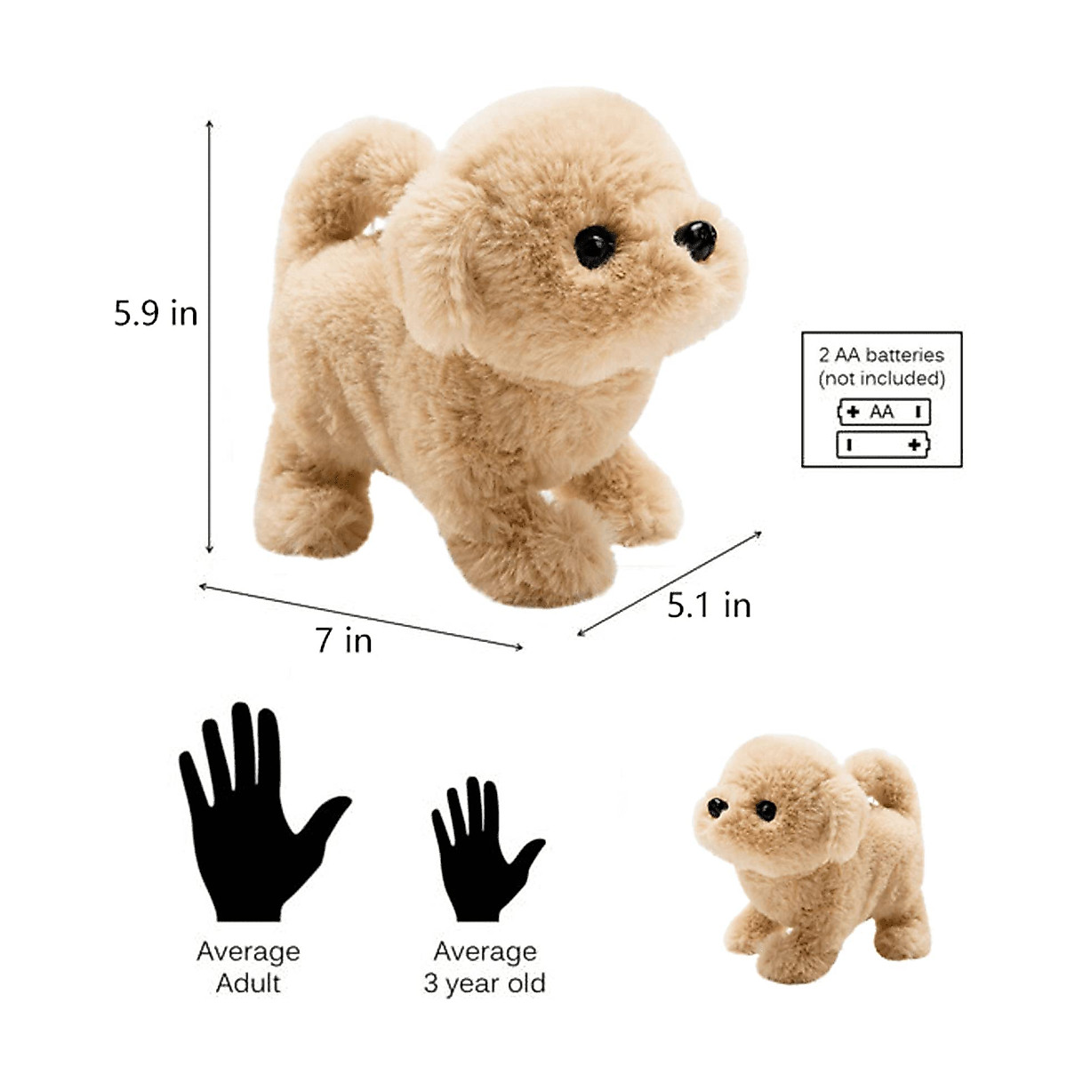 SANGKN Toy Dog, Toy Dogs That Walk and Bark, Puppy Toys for Kids, Battery Realistic Barking Dog Toy Walking Electronic Pets Girls(Golden Retriever)