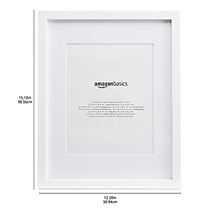 Amazon Basics Photo Picture Frame - 11" x 14" or 8" x 10" with mat, White - Pack of 2