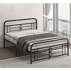 Bigbiglife Classic Metal Bed Frame with Headboard and Footboard, Sturdy Platform Bed Frame with Steel Slat Support/Under Bed Storage/No Box Spring Needed, Black, Full Size