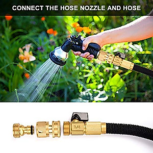 Kesfitt Garden Hose Quick Connector Solid Brass,3/4 Inch GHT Thread Fitting No-Leak Water Hose Female and Male Adapter (4 Sets)