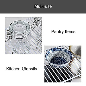 GEDLIRE Cabinet Storage Shelf Rack, Large (15.7 x 9.4 inch) Rustproof Metal Wire Kitchen Cabinet Organizer and Storage, Cupboard Spice Shelf Rack for Plate, Dish, Counter & Pantry Organization