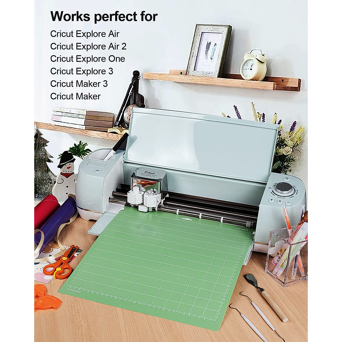 Gwybkq Cutting Mat for Cricut Maker 3/Maker/Explore 3/Air 2/Air/One 12 Pack 12x12 Cut Mats Replacement Accessories Adhesive Sticky Green Cricket Standard Card