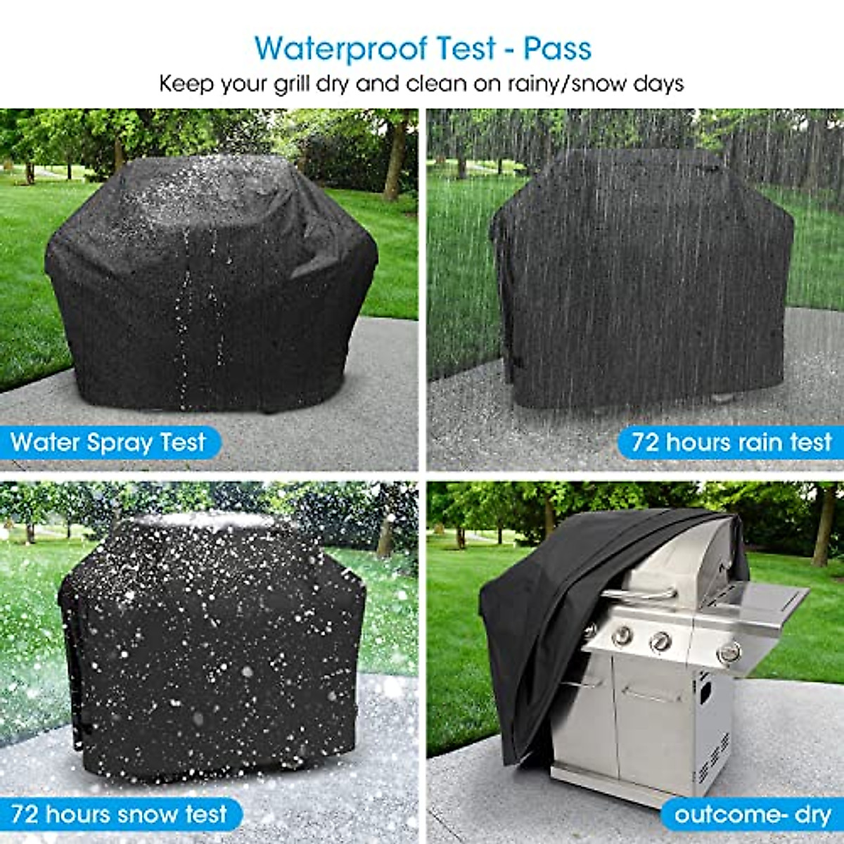 Unicook Grill Cover 55 Inch, New Version Heavy Duty Waterproof BBQ Cover, All Weather Resistant Shell with Rip-Proof Lining, Durable BBQ Grill Cover, Compatible with Weber Char-Broil Grills and More